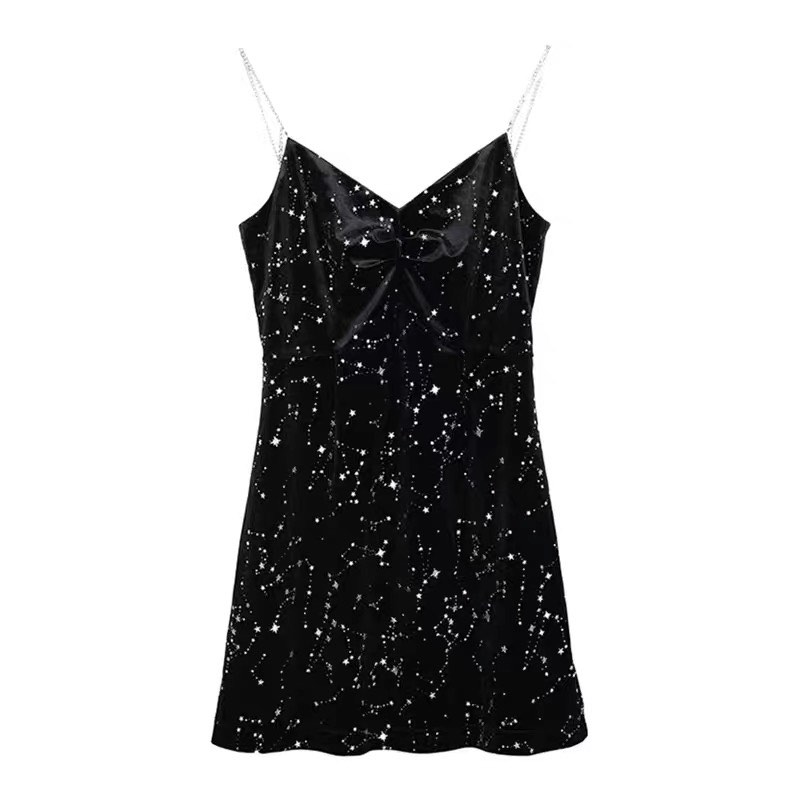 Padded Silver Stars Black Dress Womens Fashion Dresses And Sets Dresses On Carousell