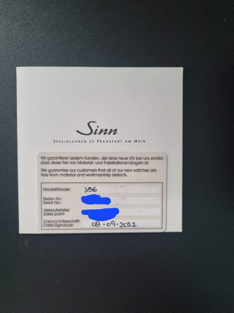 Sinn 356, Paper and box (2021), Luxury, Watches on Carousell