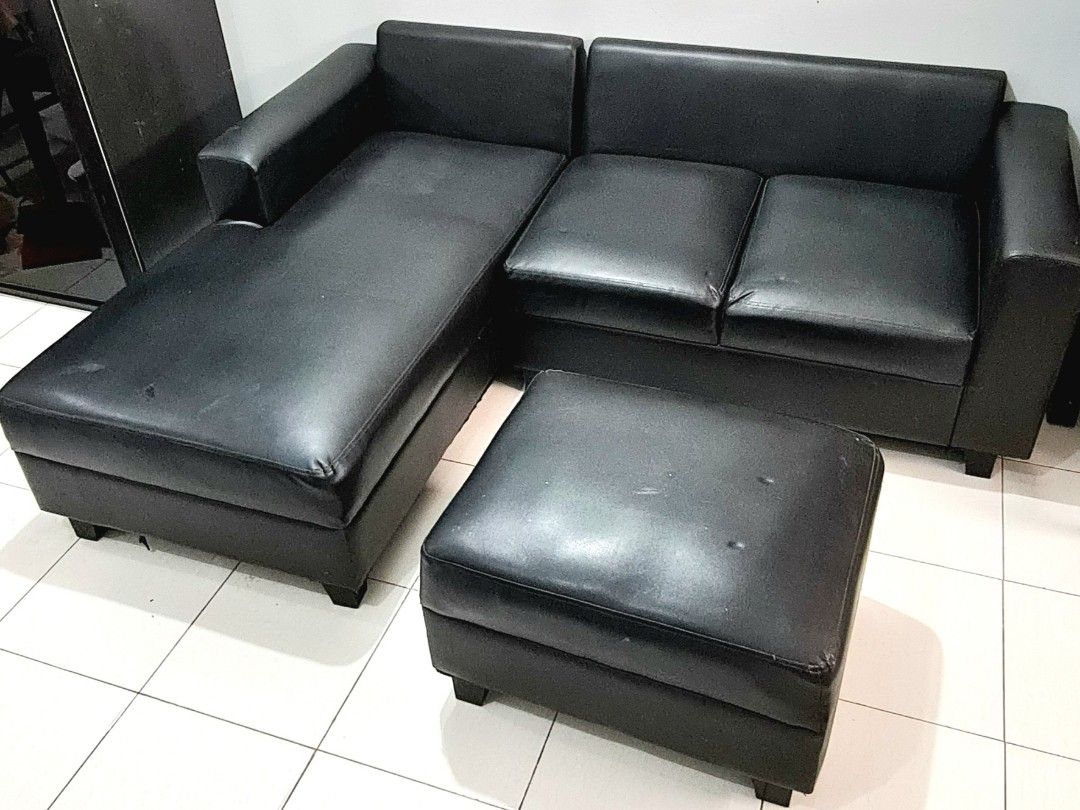 Kursi Sofa Kulit Sintetis warna hitam (free ongkir Jabodetabek ...