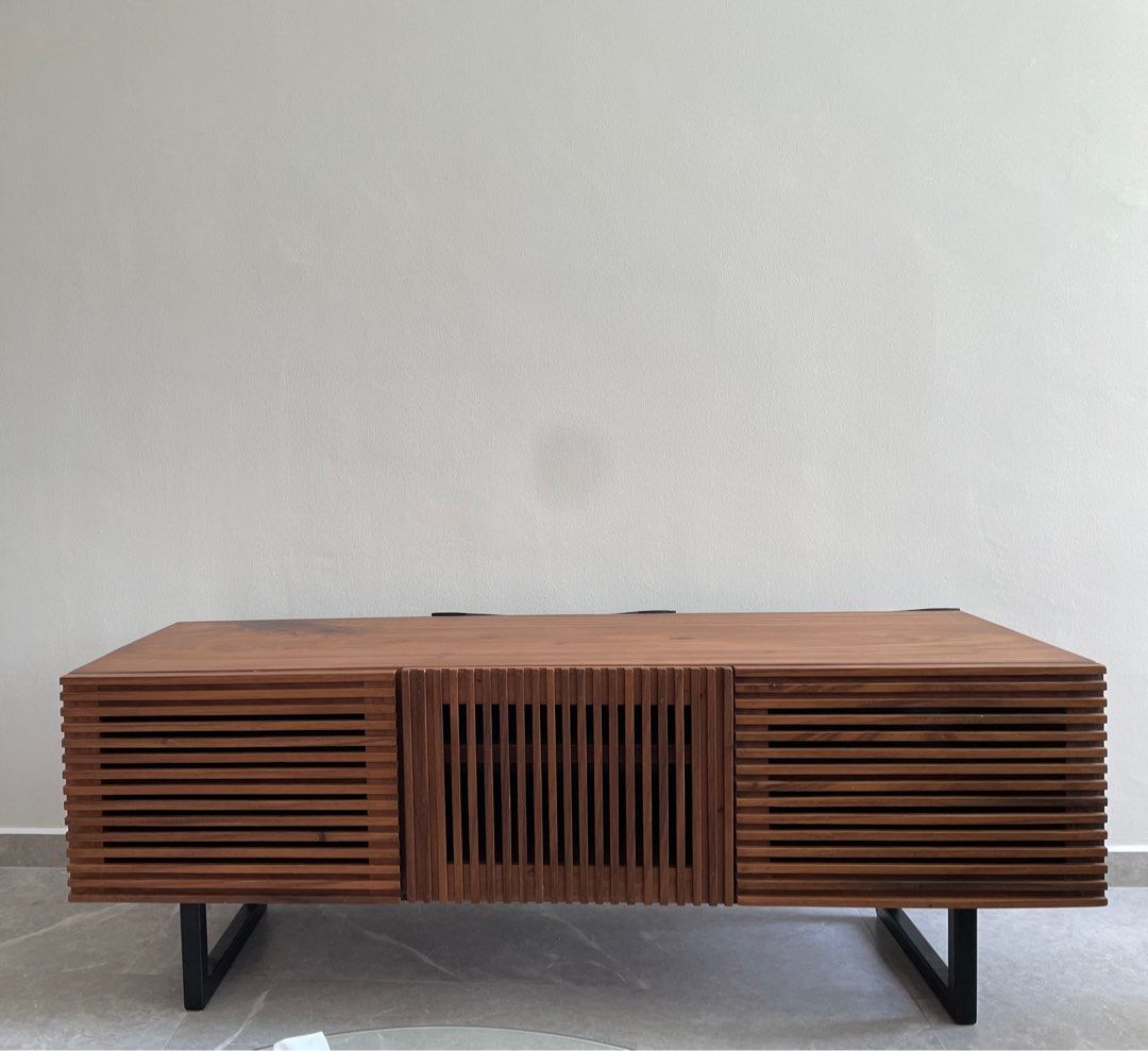 Solid teak Wood TV Console (custom fluted design), Furniture & Home ...
