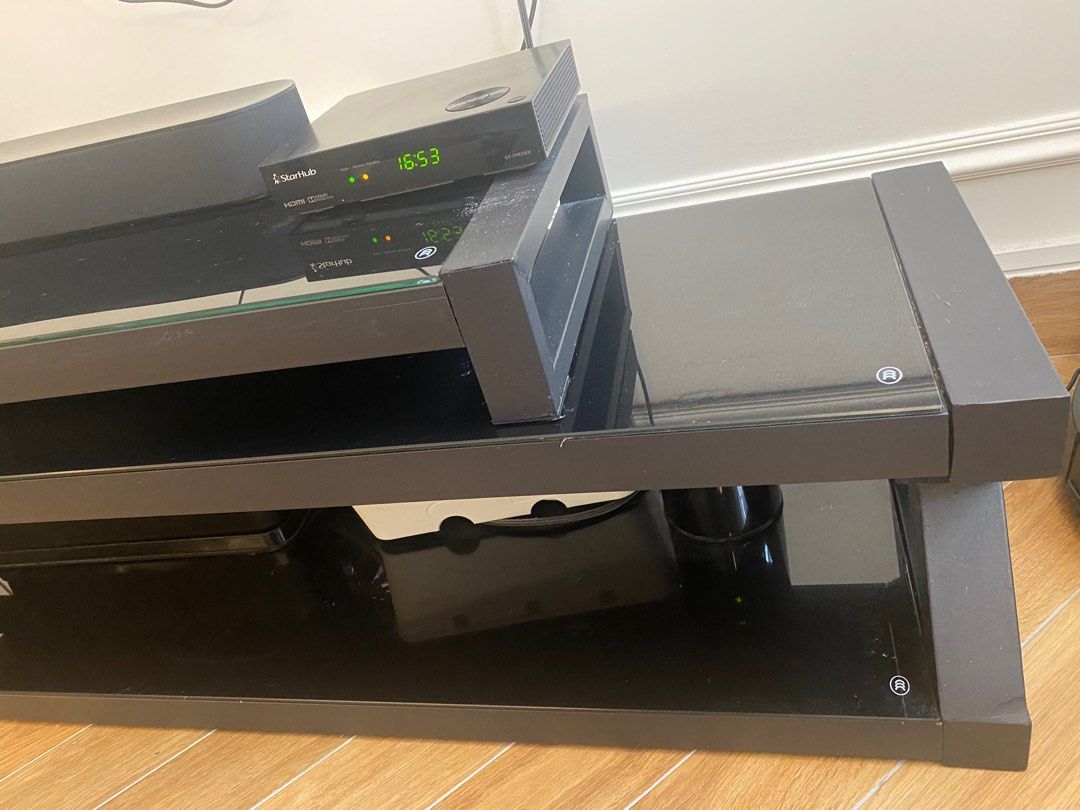 Stacked Glass Metal TV Console, Furniture & Home Living, Furniture, TV ...