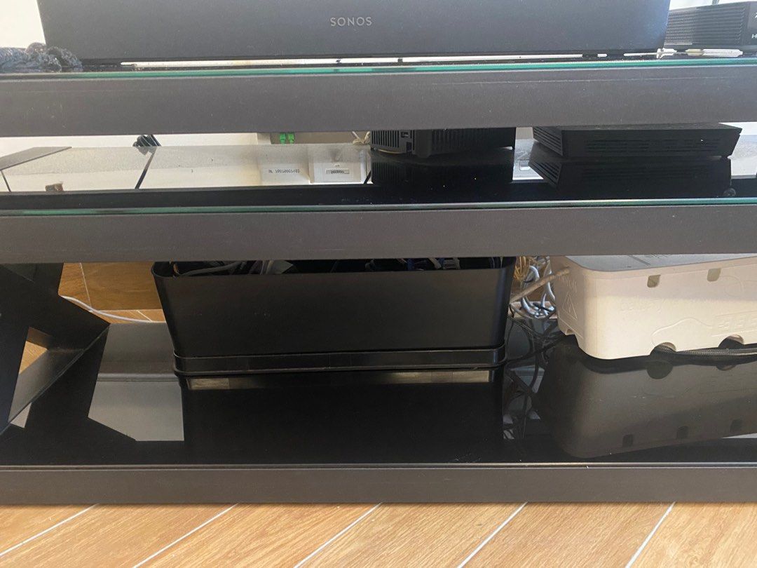 Stacked Glass Metal TV Console, Furniture & Home Living, Furniture, TV ...