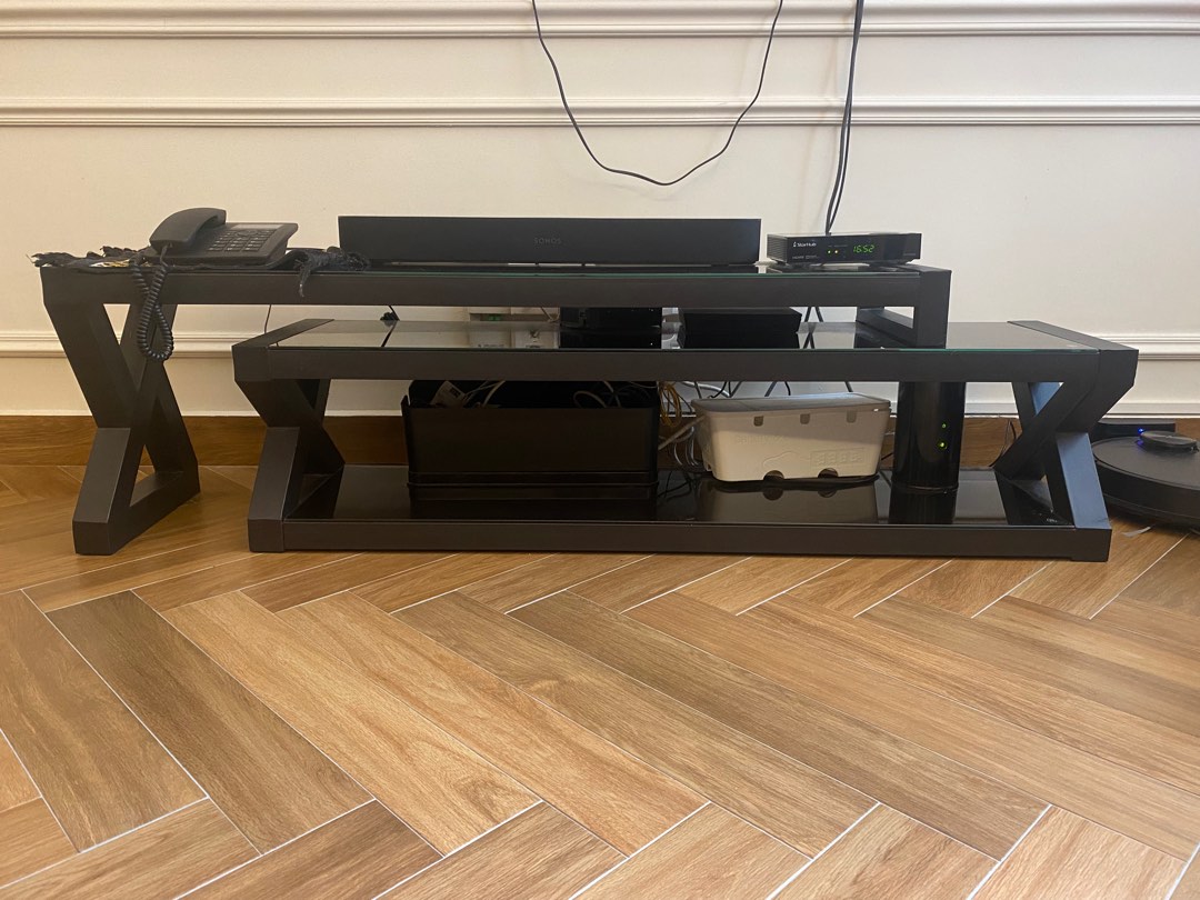 Stacked Glass Metal TV Console, Furniture & Home Living, Furniture, TV ...