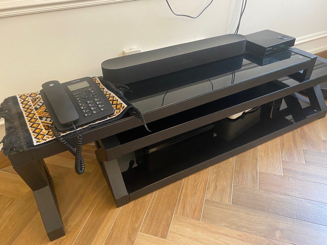 Stacked Glass Metal TV Console, Furniture & Home Living, Furniture, TV ...