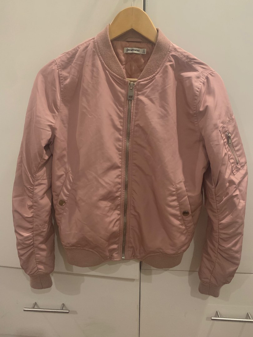 Stradivarius Pink Bomber Jacket, Women's Fashion, Coats, Jackets and ...
