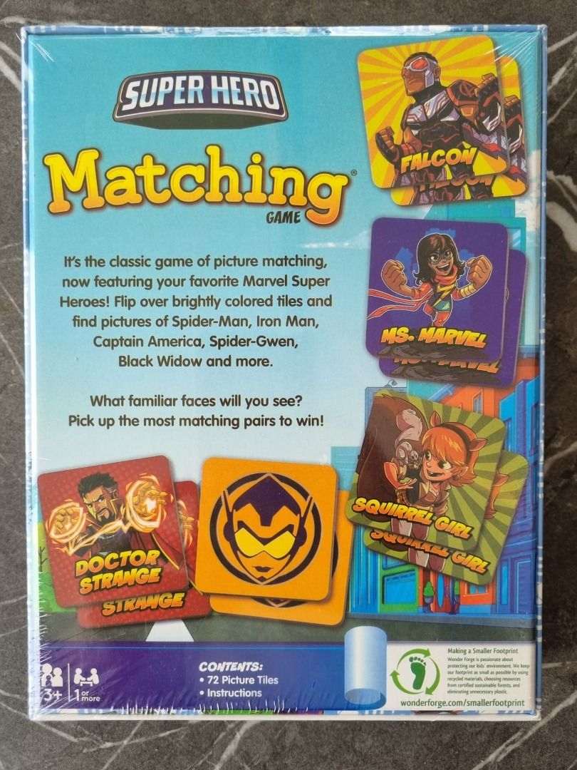 Superhero Matching Memory Card Super Hero Marvel Game, Hobbies & Toys ...