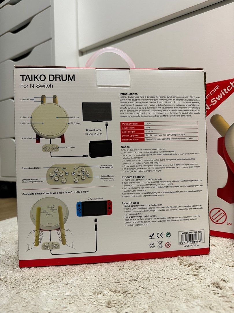 TAIKO DRUM X 2 SET with TAIKO NO TATSUJIN, Video Gaming, Video Games, Nintendo on Carousell