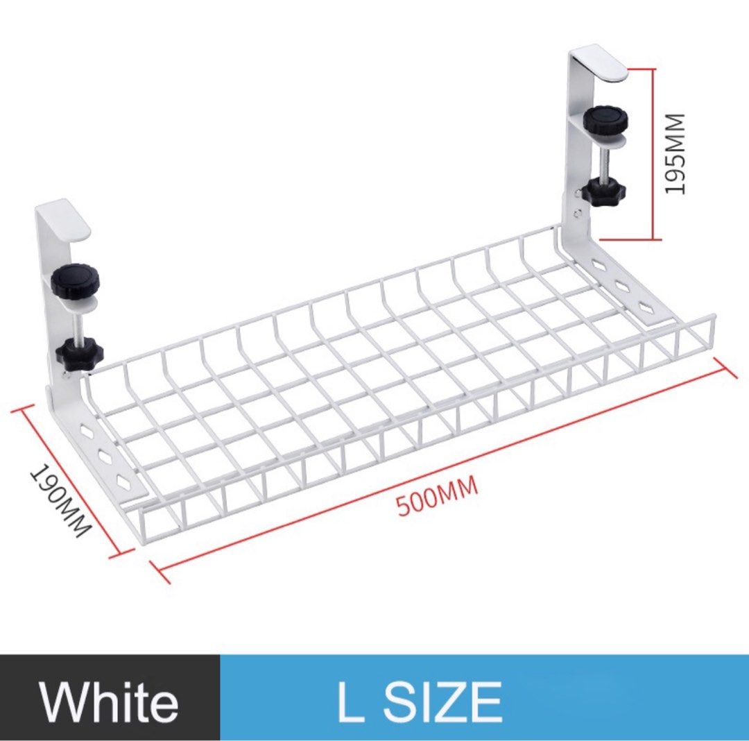 Under Table Hanging Rack Cable Management Tray. No Drill, Furniture ...