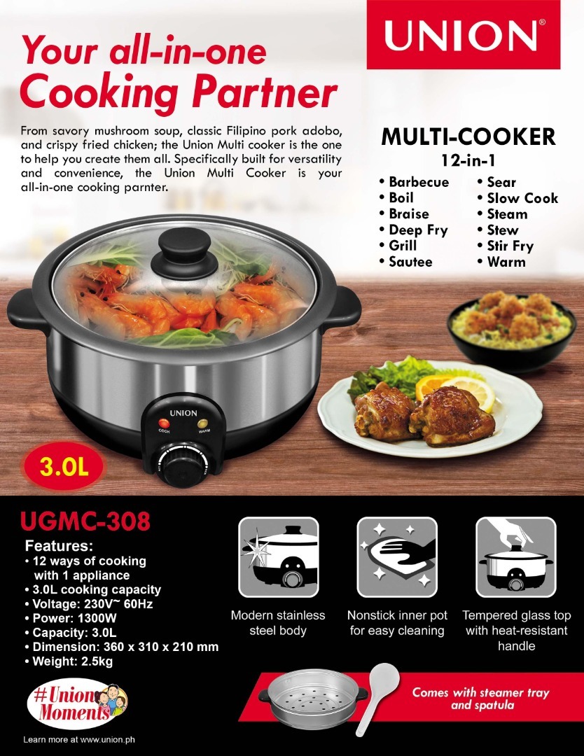 Union 12-in-1 MULTI COOKER, UGMC-308, TV & Home Appliances, Kitchen ...