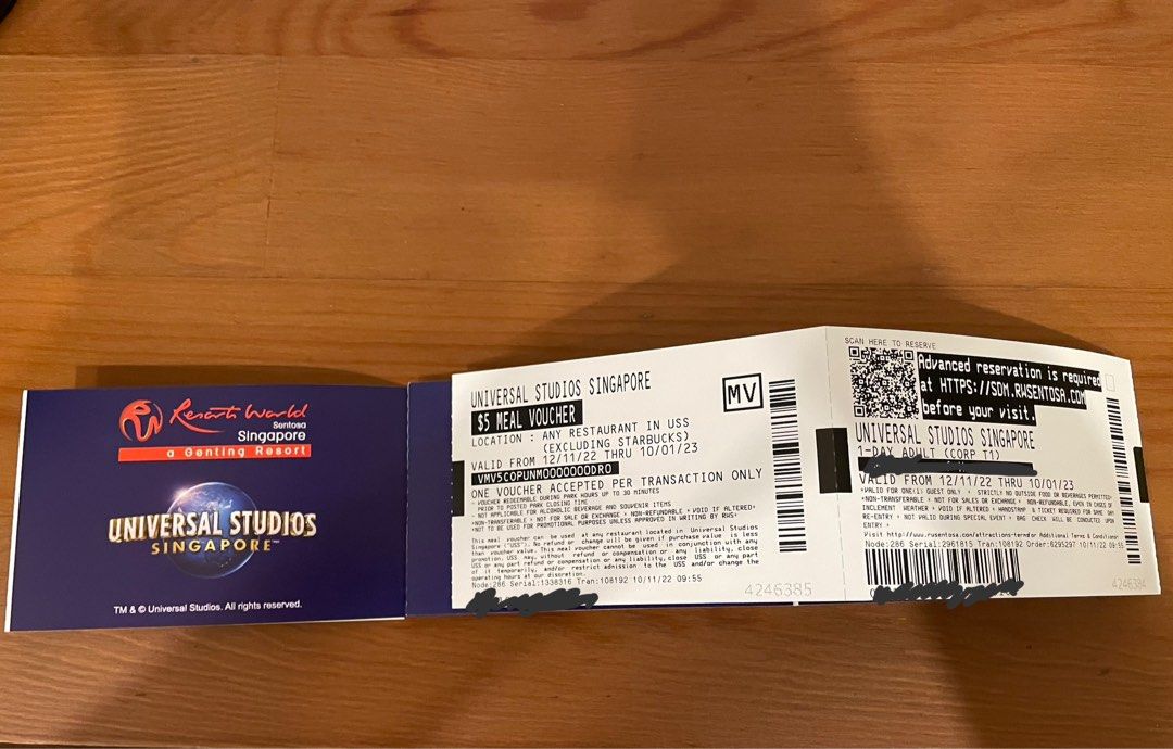 (Void) USS - Universal Studio Ticket (1 ticket w free dining voucher ...