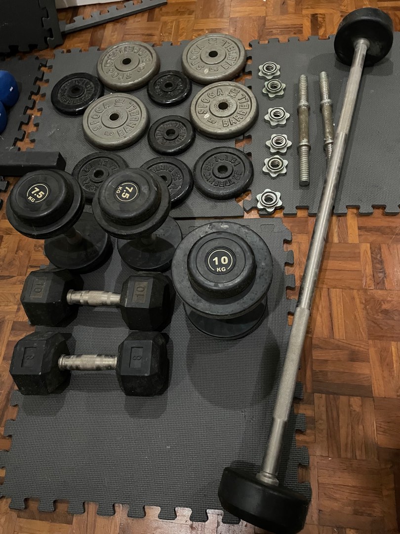 Used dumbbells, barbell, weight plates, Sports Equipment, Exercise ...