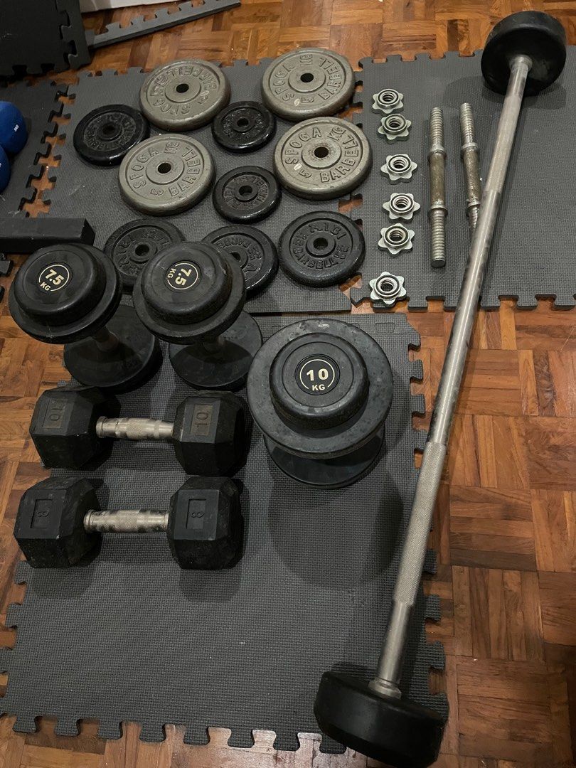 Used dumbbells, barbell, weight plates, Sports Equipment, Exercise ...