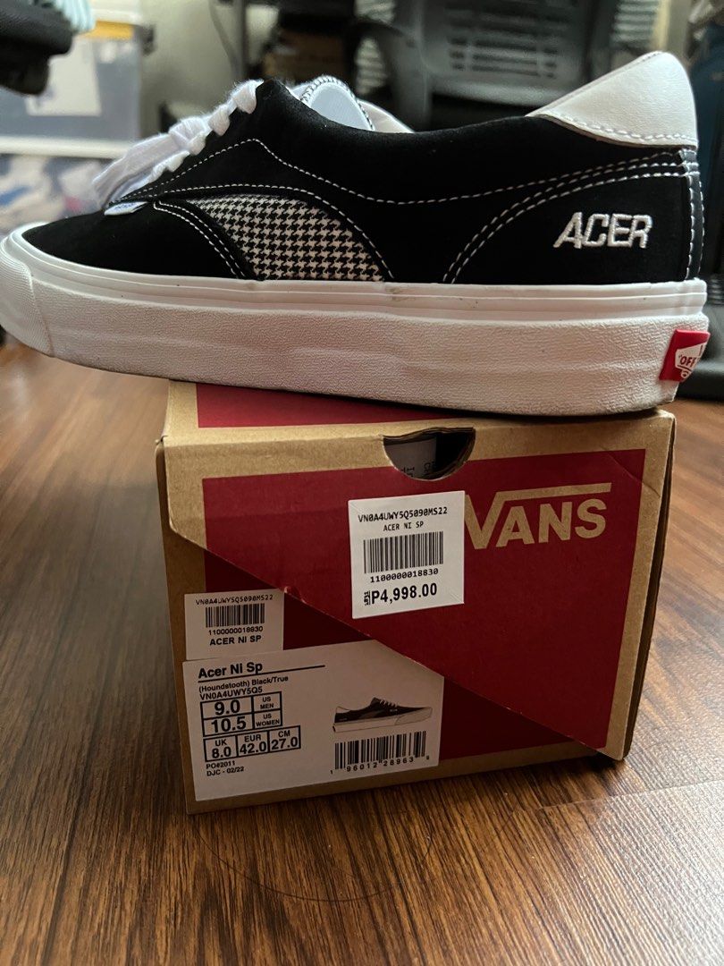 VANS Acer NI SP Houndstooth - Black/True White, Men's Fashion, Footwear ...