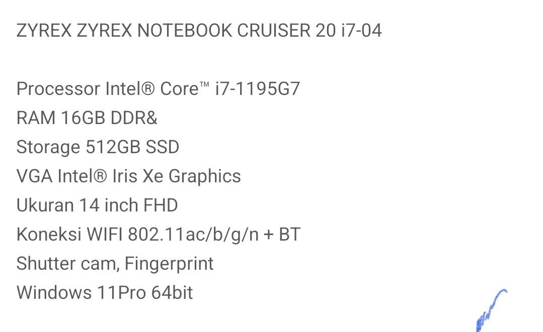 ZYREX NOTEBOOK CRUISER 20 i7-04 Intel Core i7-1195g7 16GB 512GB ...