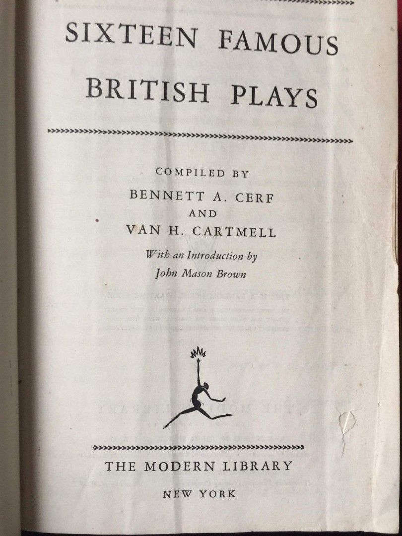 1942 SIXTEEN FAMOUS BRITISH PLAYS COMPLETE & UNABRIDGED EDITED BY ...