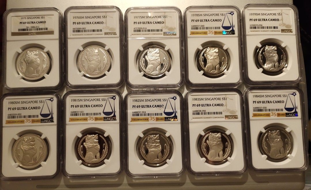 1975 Singapore Merlion $1 Silver Proof Coin - NGC graded PF 69, Hobbies ...