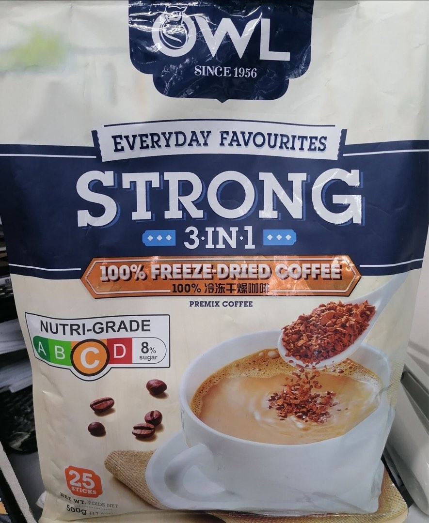 25 sticks Owl Strong 100% Freeze-Dried Premix Coffee 500g 3 in 1, Food & Drinks, Beverages on ...