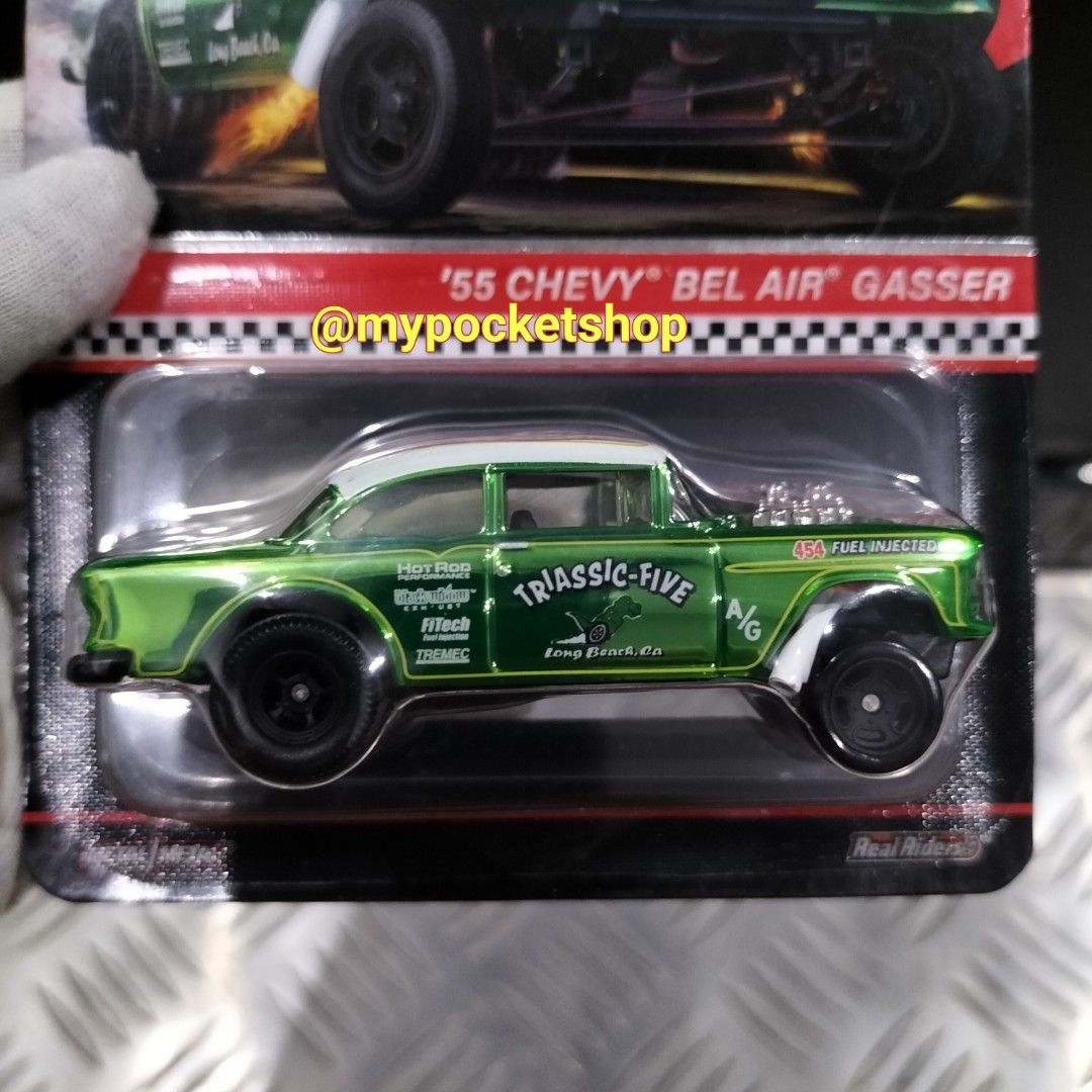 (2X) Hot Wheels '55 CHEVY BEL AIR GASSER - Spectraflame Bright Green ...