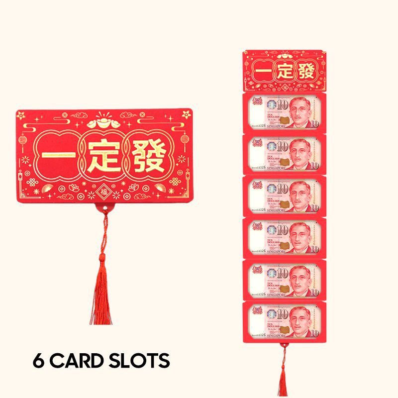 6 Card Slot Chinese New Year Red Pocket Folding Red Packet Red ...