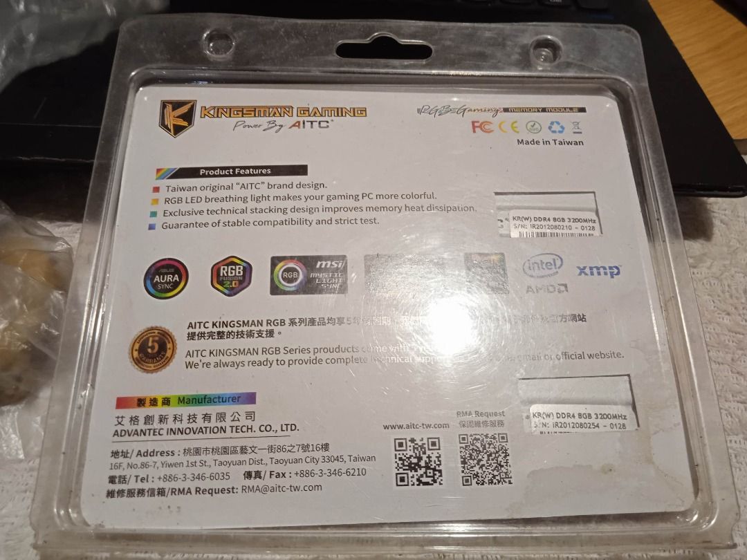 8GB DDR4 3200Mhz AIT Kingsman RAM White High Quality Desktop Memory ...