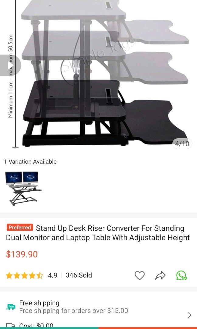 Adjustable height Computer table, Furniture & Home Living, Furniture ...