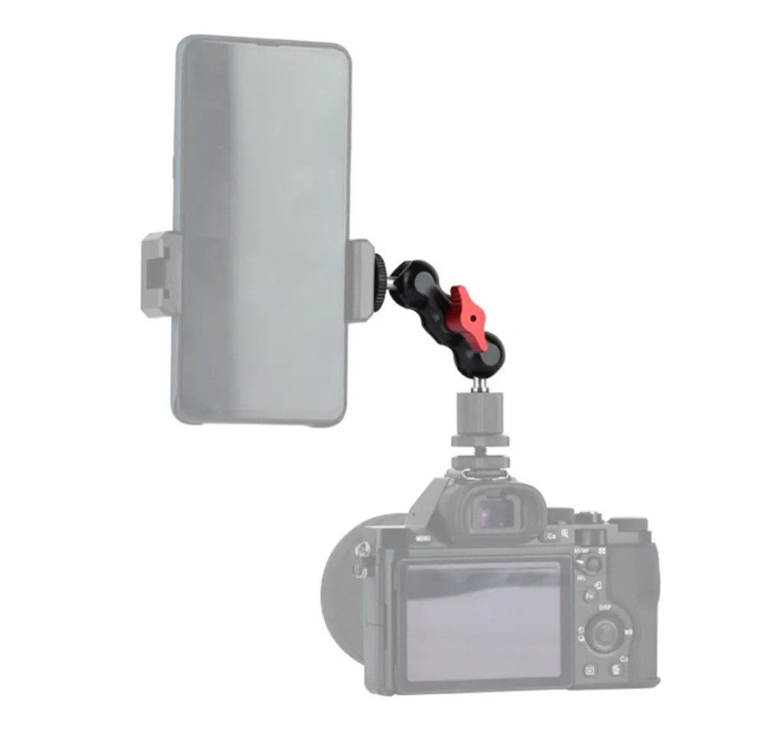 Aluminum DSLR Camera Magic Arm Dual 1/4" Ball head Mount Handlebar ...