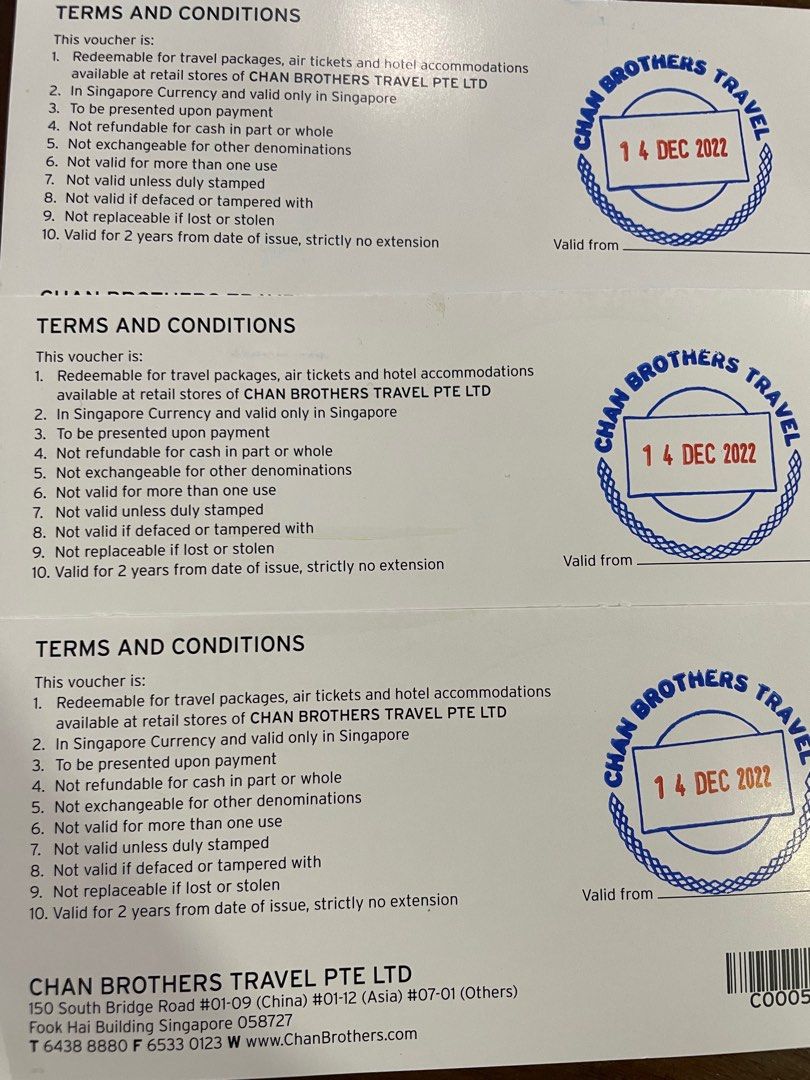 Chan brother travel vouchers, Tickets & Vouchers, Vouchers on Carousell