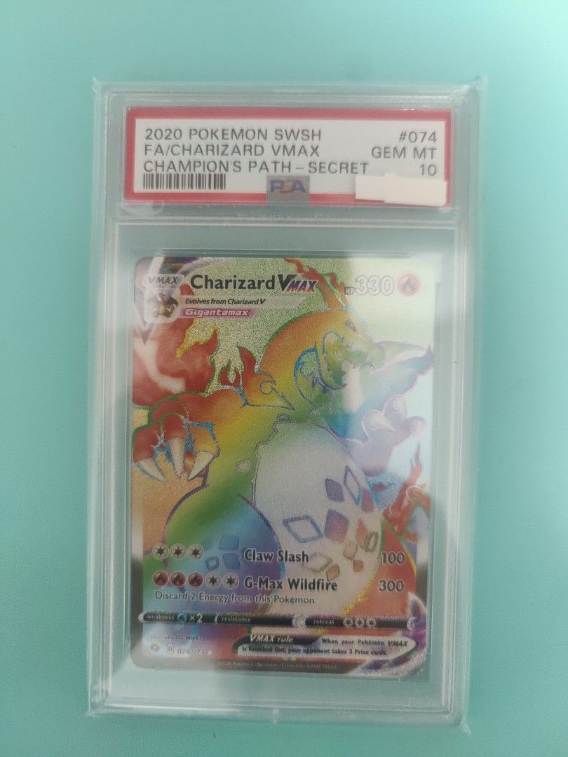 Pokemon Charizard vmax rainbow psa 10 champion path zard, Hobbies ...