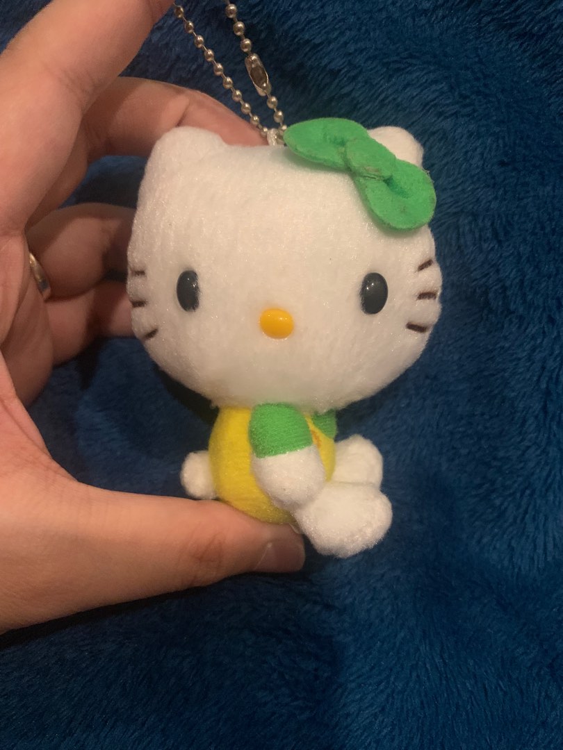Hello Kitty Green and Yellow Jumper Classic Mascot Charm Sitting with ...