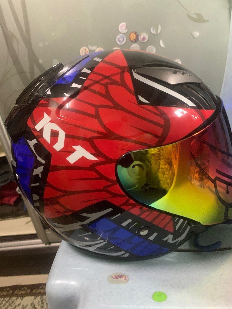 HELMET KYT BIRU MERAH JDT ITALIAN, Motorbikes on Carousell