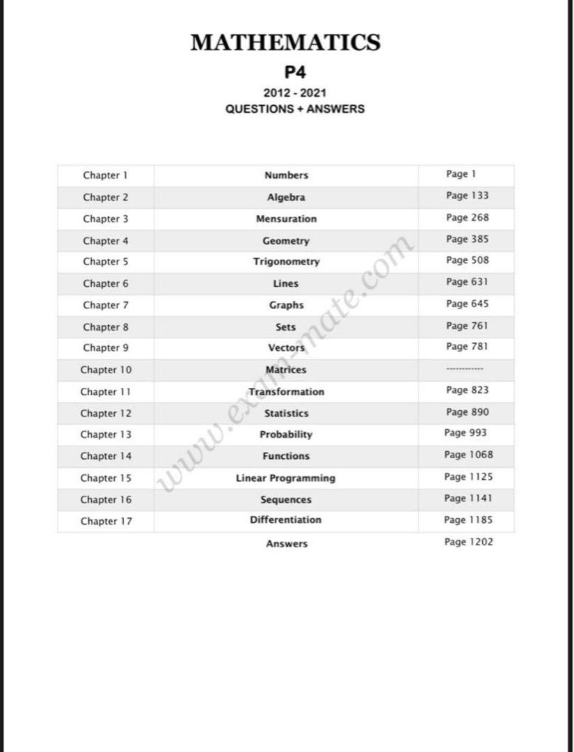 Igcseo Level Math Paper 4 Exercise And Answers Hobbies And Toys Books And Magazines Textbooks On