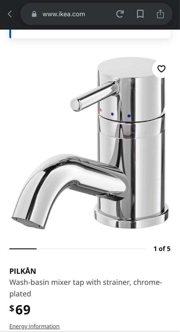 IKEA PILKAN Wash-basin mixer tap, Furniture & Home Living, Bathroom ...