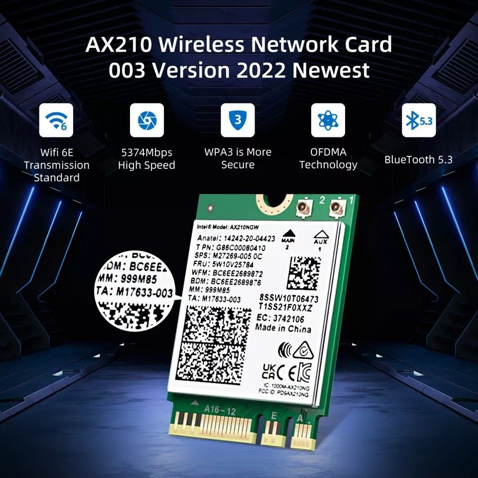 Intel AX210 AX210NGW WIFI 6E M.2 Card Bluetooth v5.3, Computers & Tech ...
