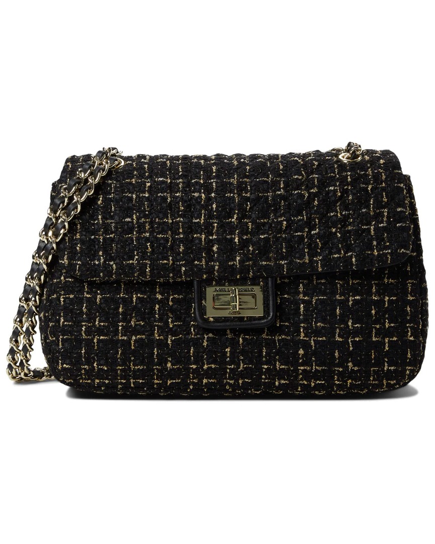 Karl Lagerfeld Paris Agyness Shoulder Bag In Black/Gold Boucle, Luxury ...