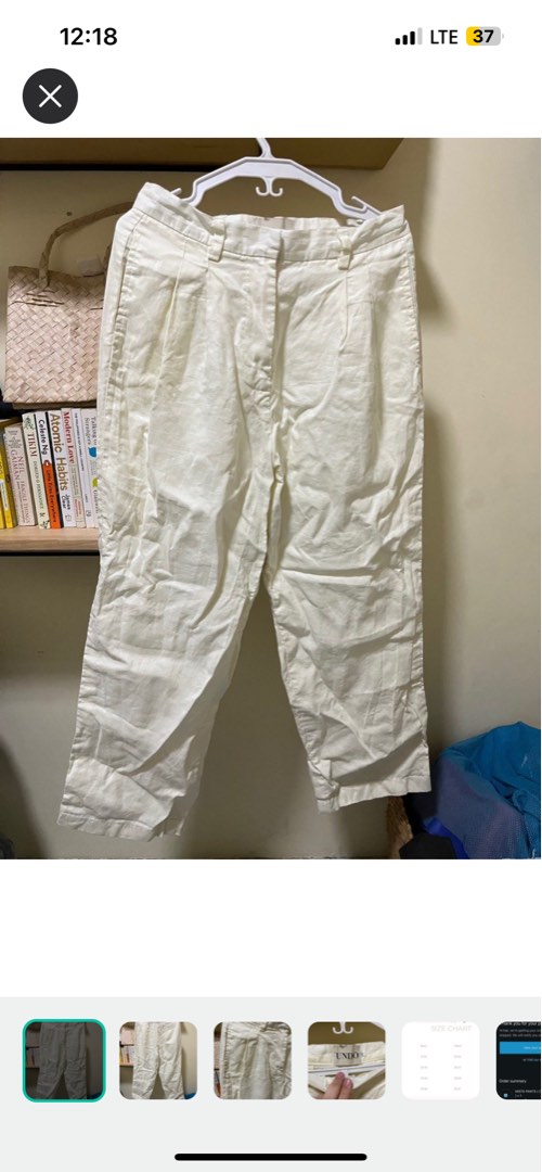 UNDO Studio Linen Cream Pleated Trousers Pants, Women's Fashion ...