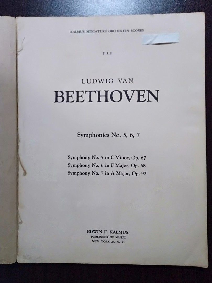 Vintage Ludwig Van Beethoven Symphonies No. 5, 6, 7, Hobbies & Toys ...
