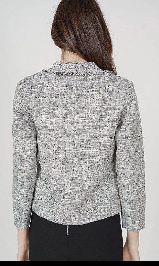 MDS Paden Tweed Jacket in Grey, Women's Fashion, Coats, Jackets and Outerwear on Carousell