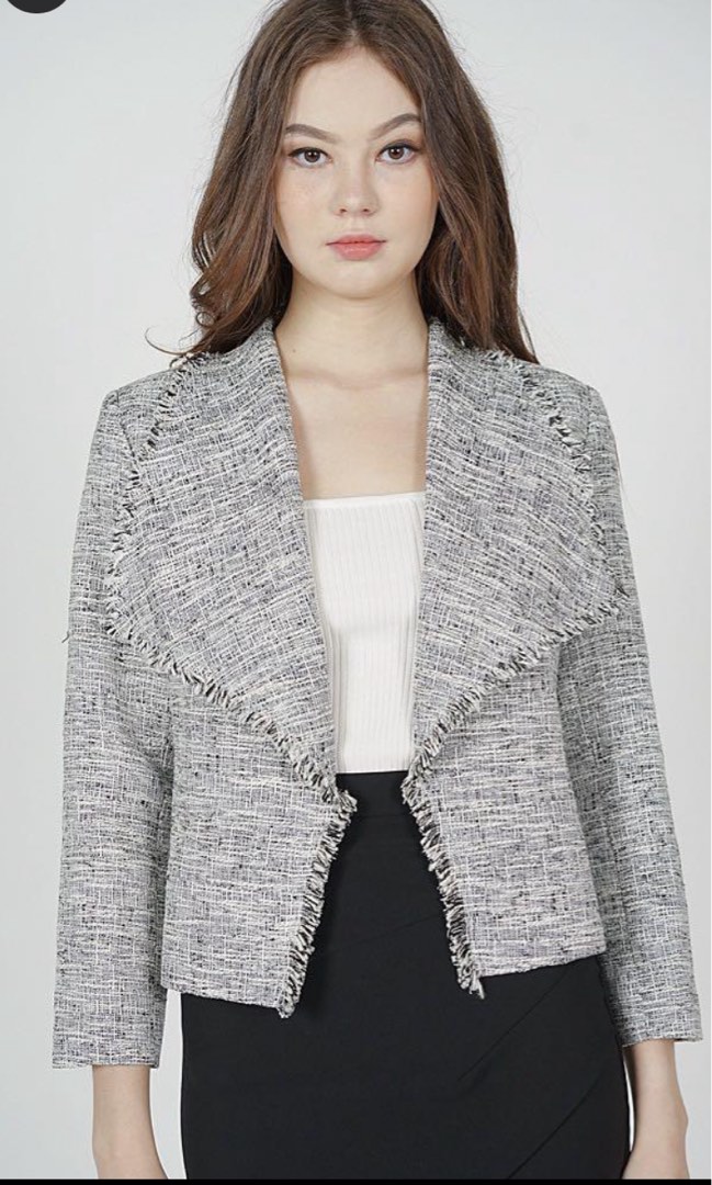 MDS Paden Tweed Jacket in Grey, Women's Fashion, Coats, Jackets and Outerwear on Carousell