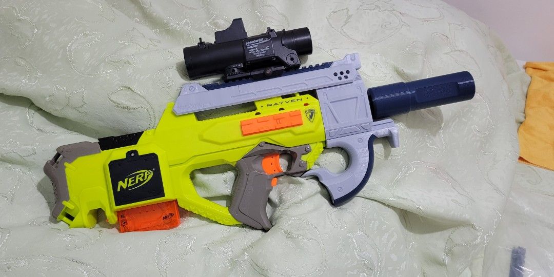 Nerf Rayven / Rayven fire mod P90, 興趣及遊戲, 玩具 & 遊戲類 - Carousell