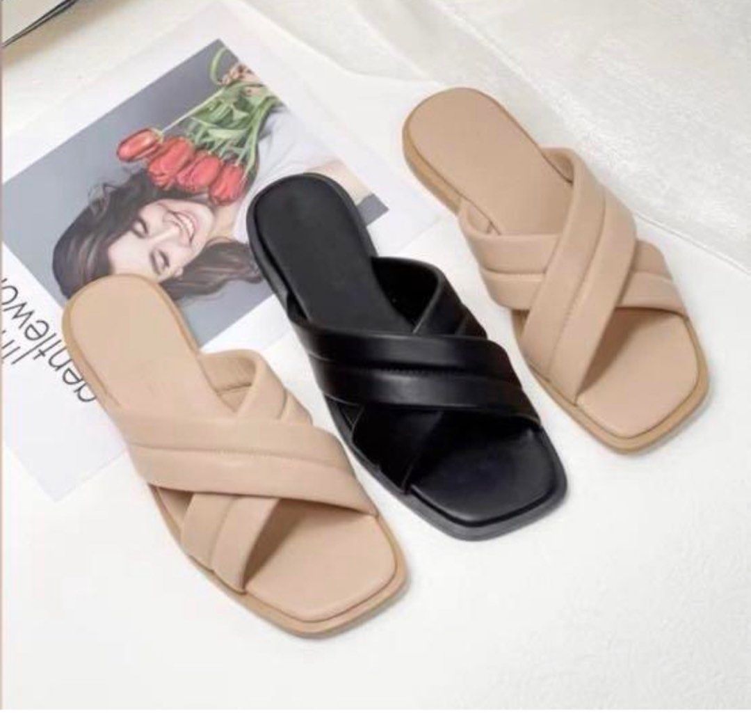 [NEW] Stylenanda Cross Strap Slip on Sandals, Women's Fashion, Footwear ...
