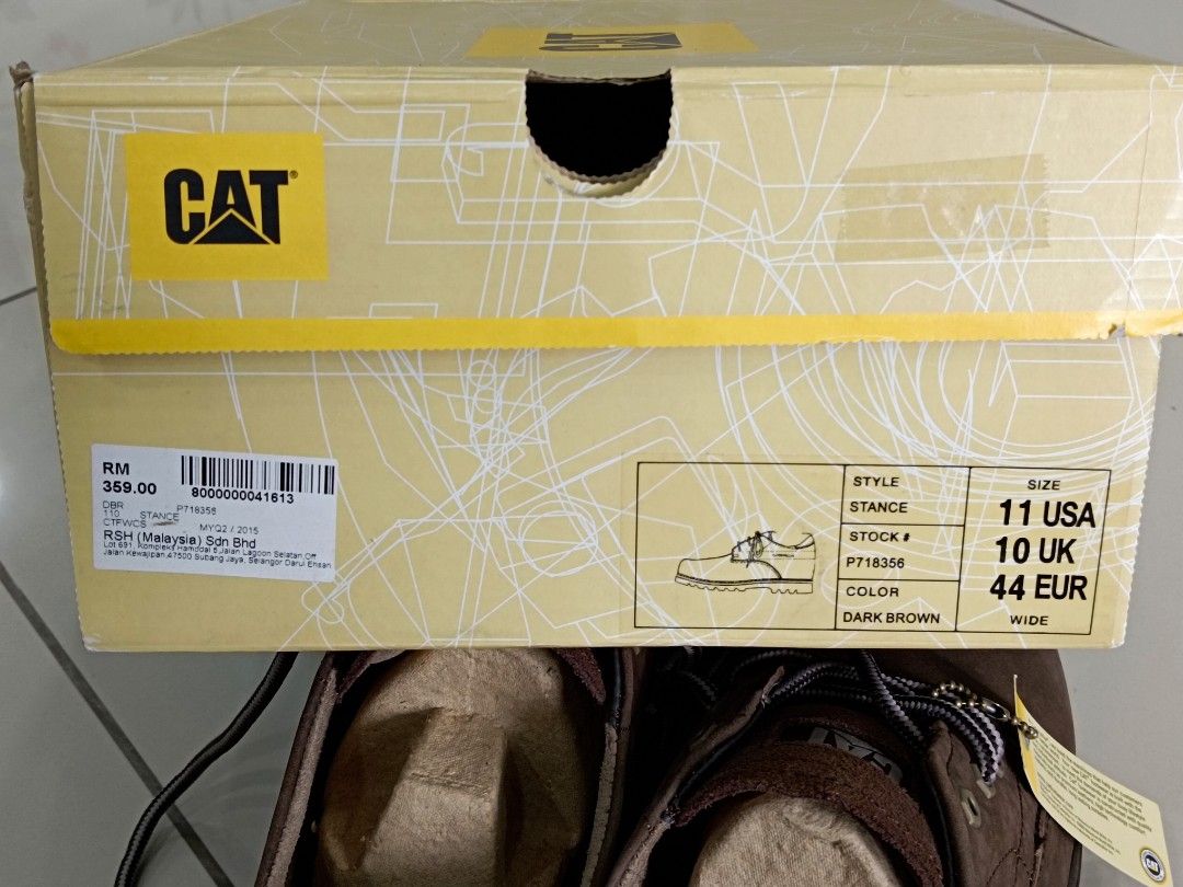 Original Kasut Caterpillar Dark Brown 10UK (NOS), Men's Fashion ...