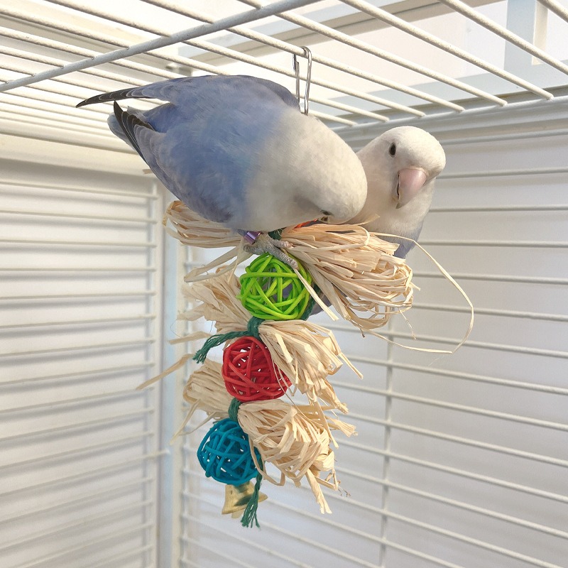 Parrot Gnawing Toy | Natural Material | Raffia Rattan Ball String, Pet ...