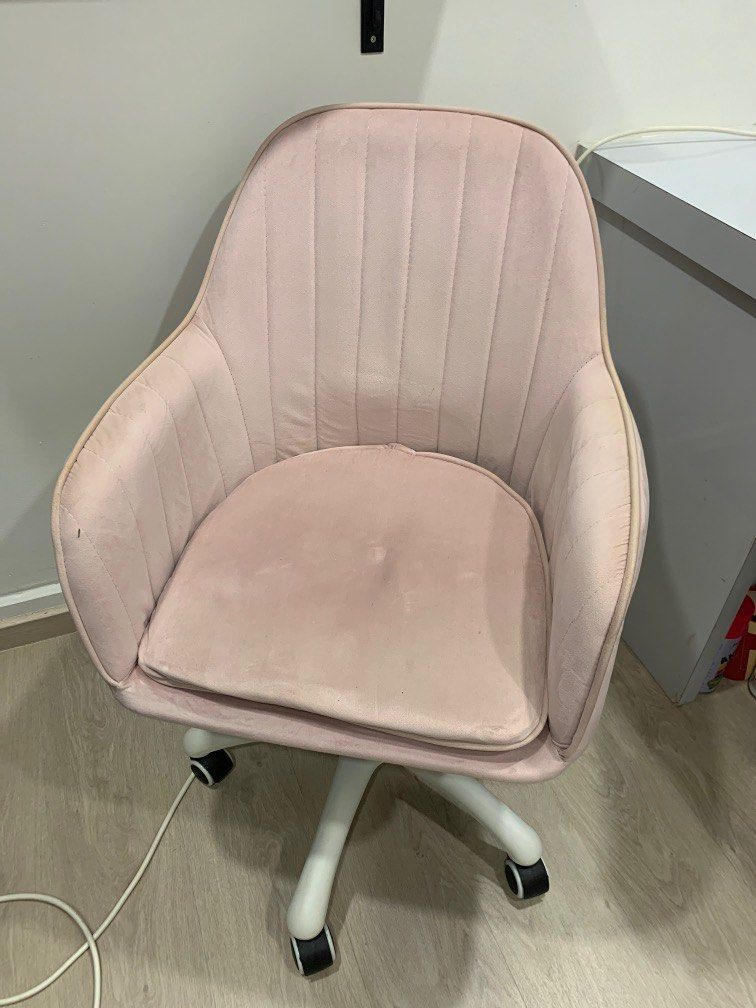 Pink Plush Swivel Chair, Furniture & Home Living, Furniture, Chairs on ...