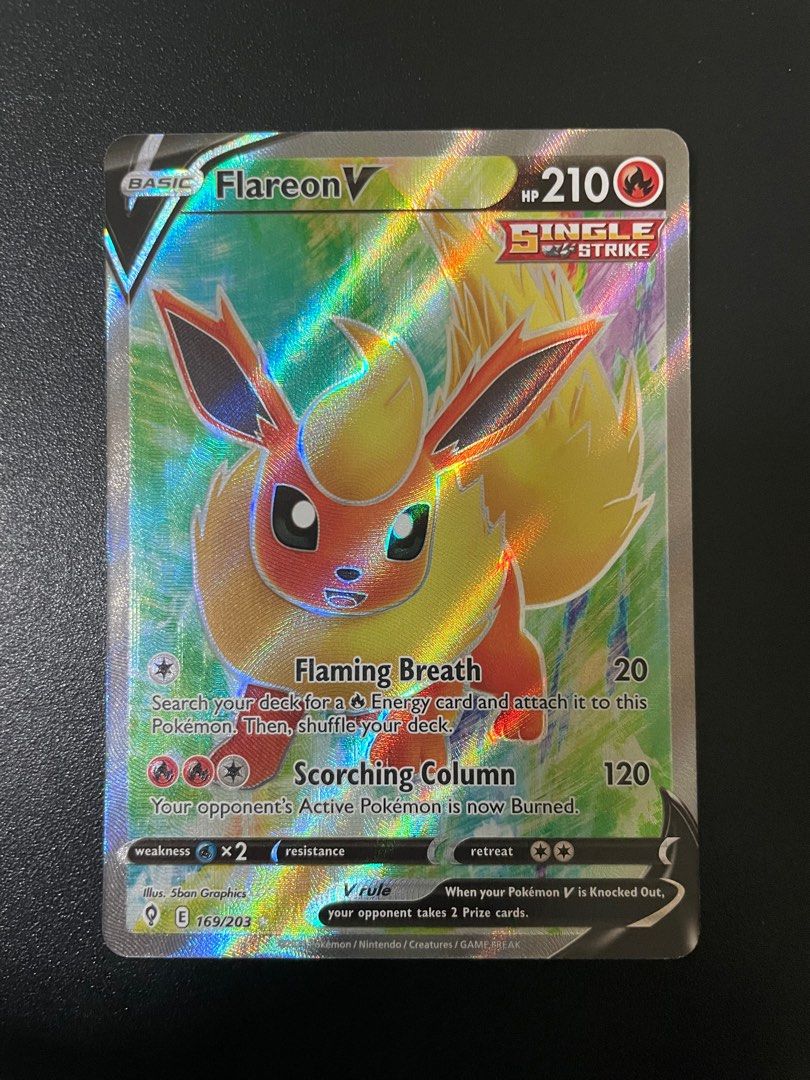 Pokemon TCG Flareon V - 169/203 - Full Art Ultra Rare Sword & Shield ...