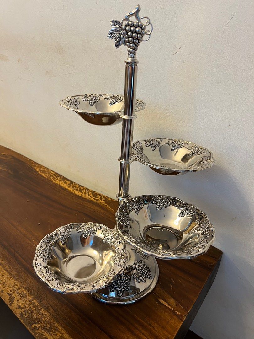 Pure silverware: 4-tier server, Furniture & Home Living, Kitchenware ...