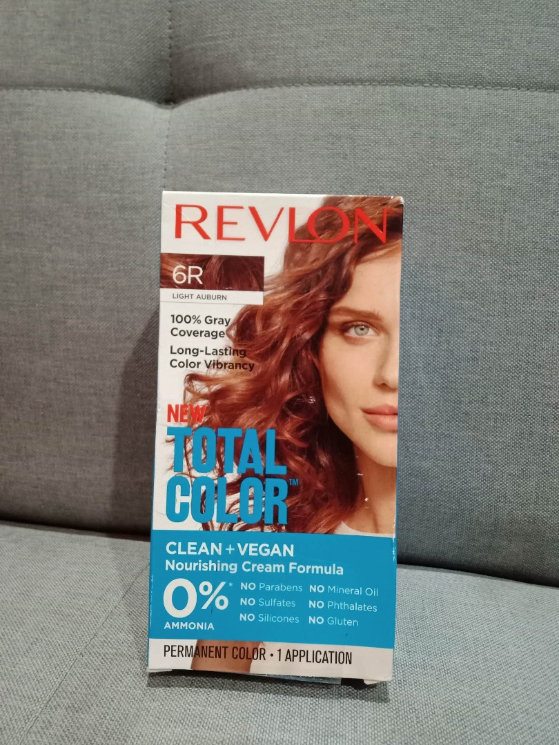 Revlon Total Permanent Clean and Vegan Hair Color Light Auburn 6r ...