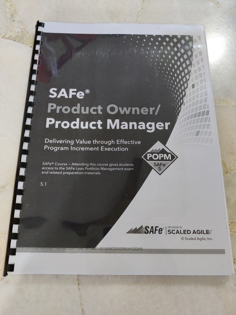 SAFe Product Owner / Product Manager course textbook (Certified SAFe ...