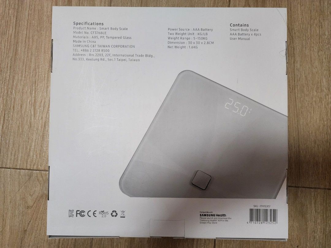 Samsung ITFIT Smart Body Scale 智能體脂磅, 家庭電器, 其他家庭電器 - Carousell
