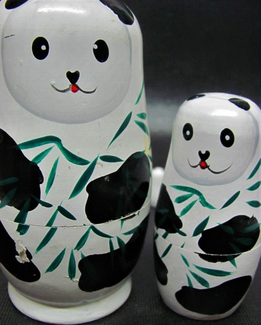 Set of 5 Wooden Panda Matryoshka / Nesting Dolls, Furniture & Home ...