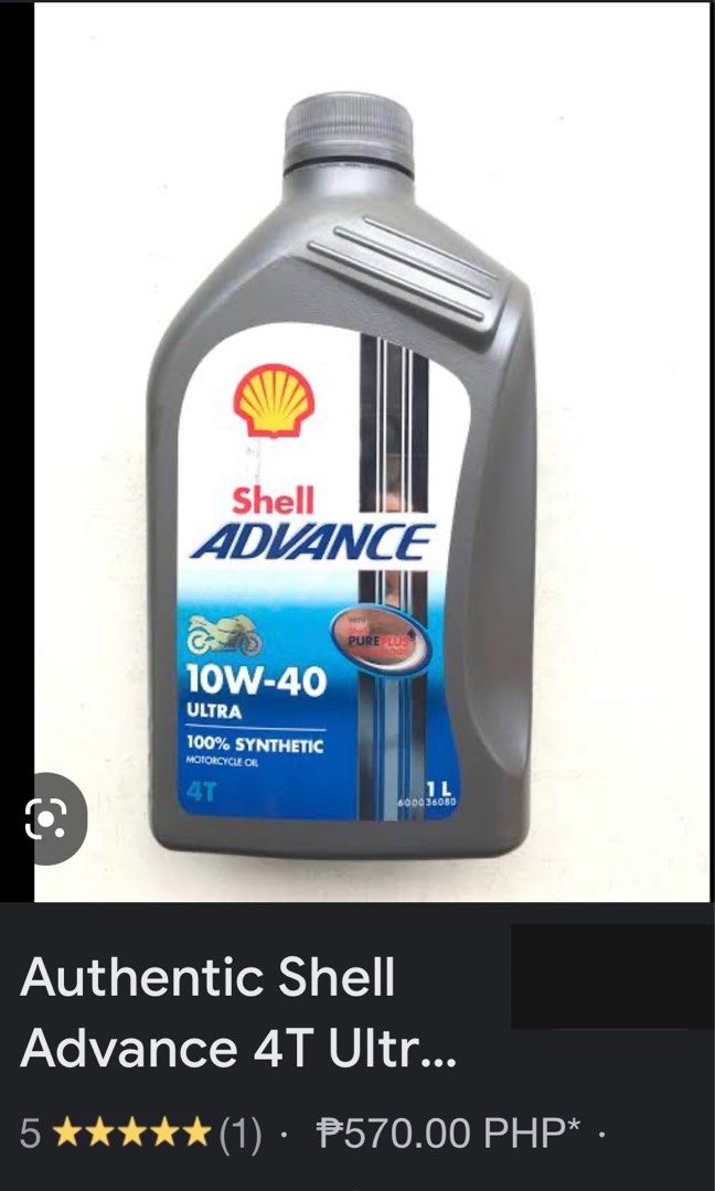 Shell Advance Ultra 10W-40 Fully Synthetic Engine Oil for Motorcycle 1L ...